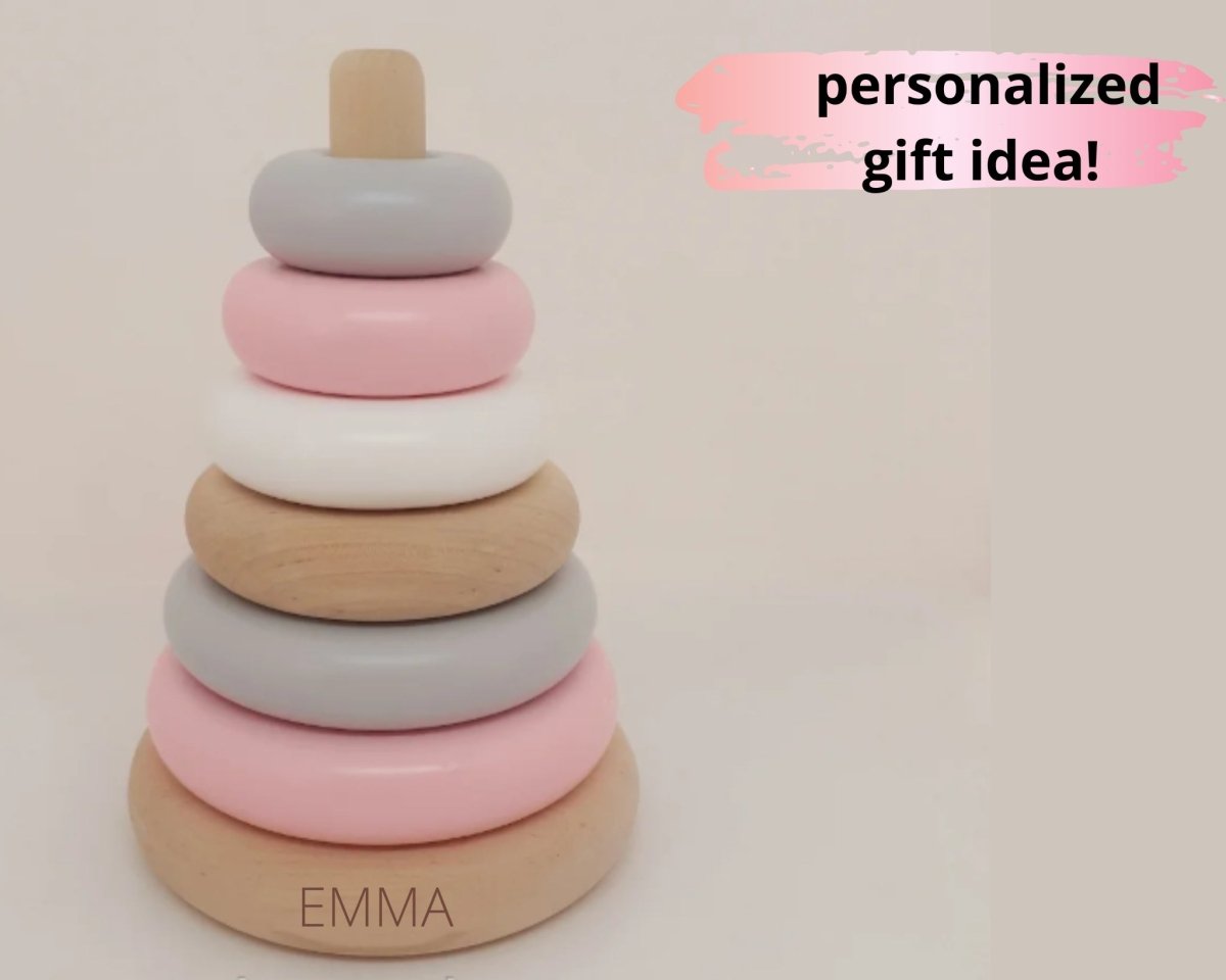 Wooden Toddler Montessori Baby Toys, Pyramid Stacking Rings – Woodesa